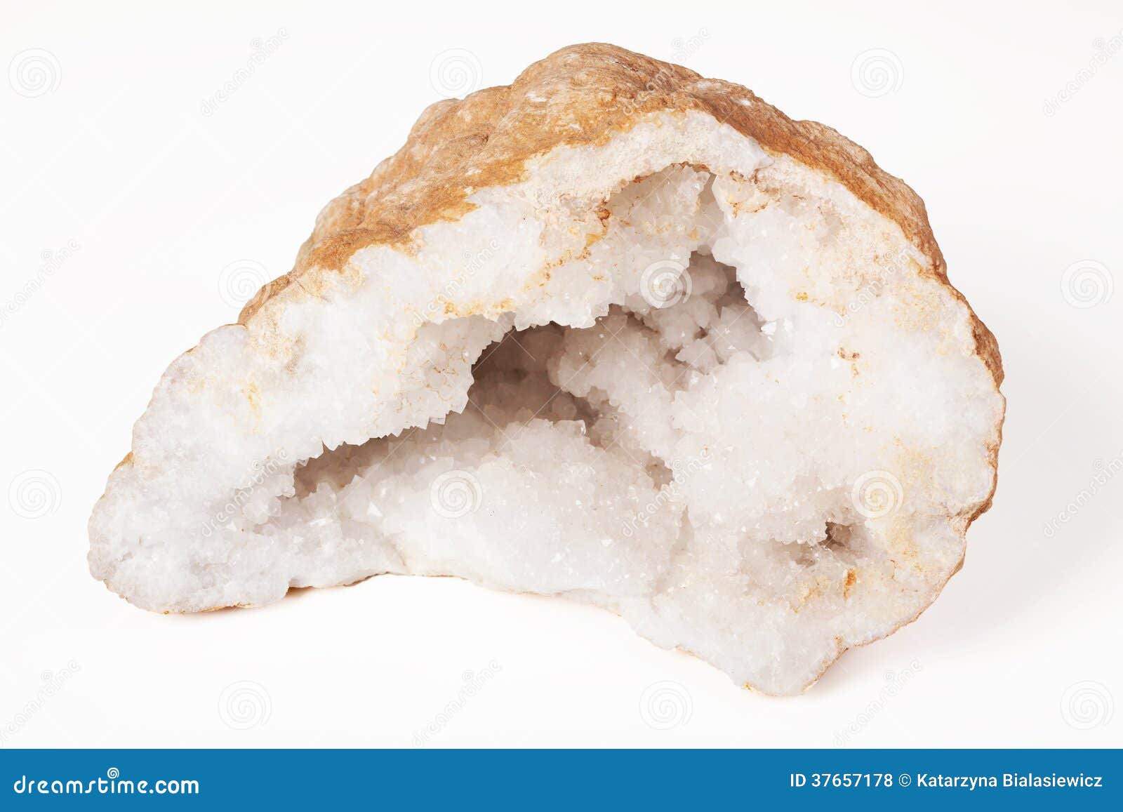 White and Gold Quartz Geode Mineral Stock Photo - Image of gemstone ...
