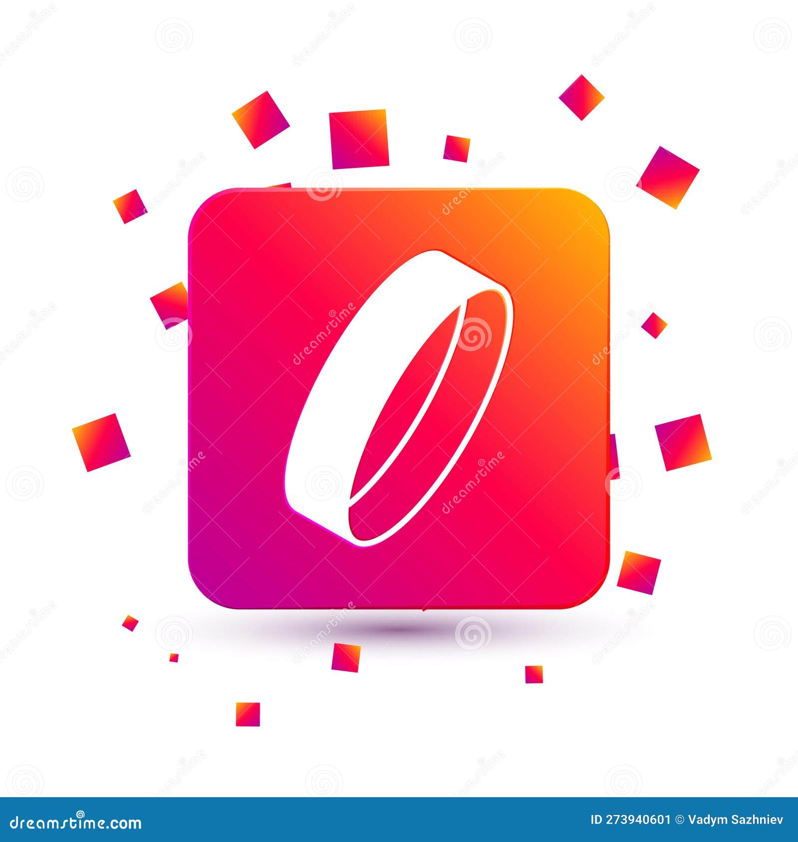 White Gold Ring Icon Isolated on White Background. Square Color Button ...