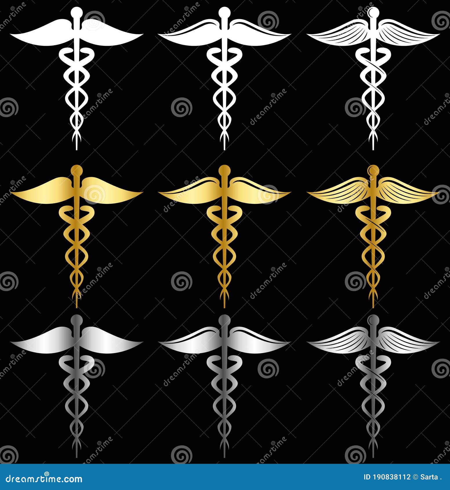 Silver Caduceus Medical Symbol Stock Photography | CartoonDealer.com ...