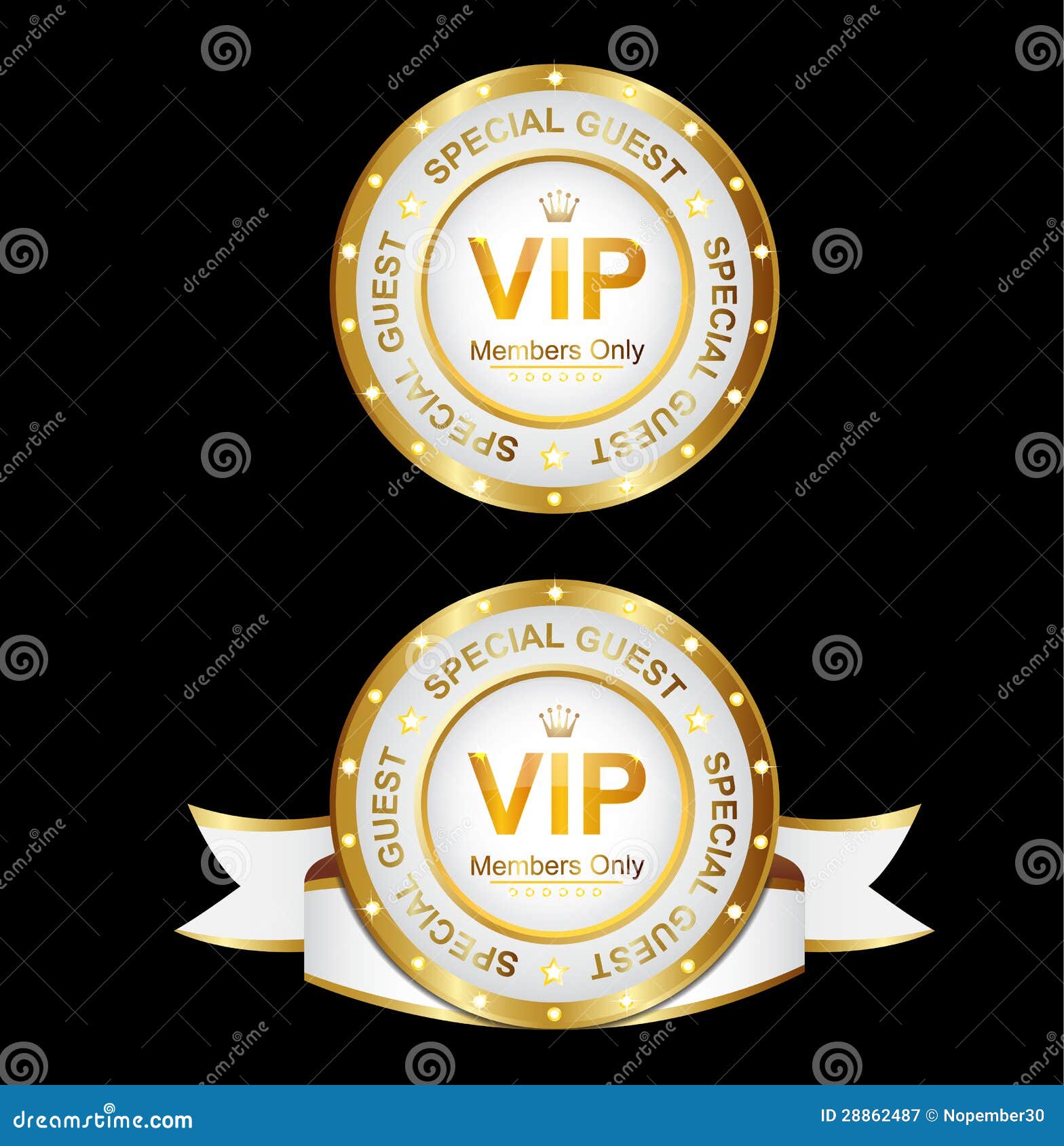 White Gold Vip Sign stock vector. Illustration of black - 28862487