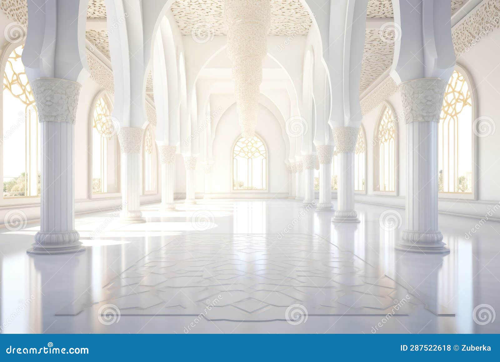 White Golden Luxury Palace Mosque Interior Stock Illustration ...