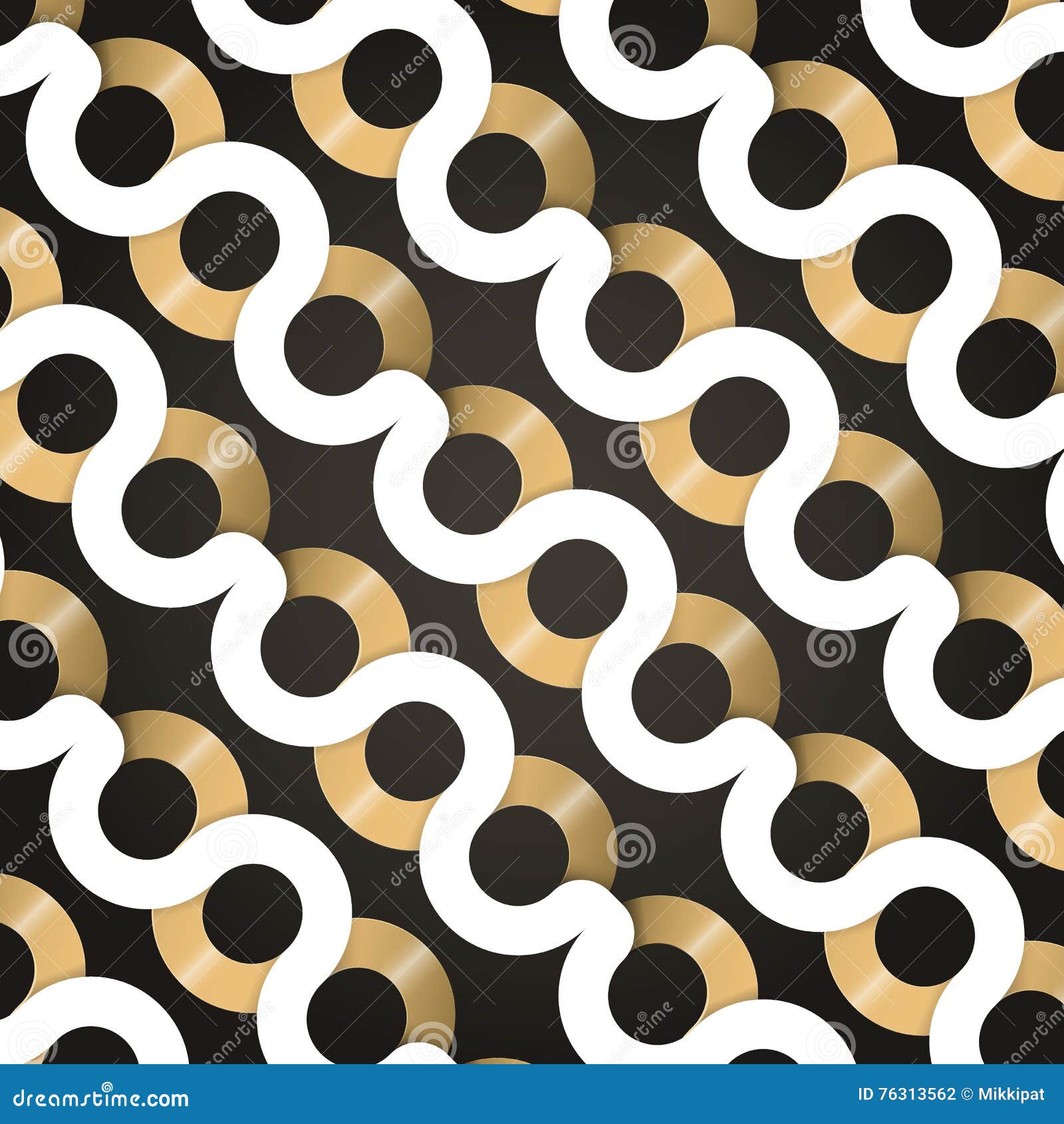 White and Golden Wavy Geometric Pattern. Curvy Abstract Background ...