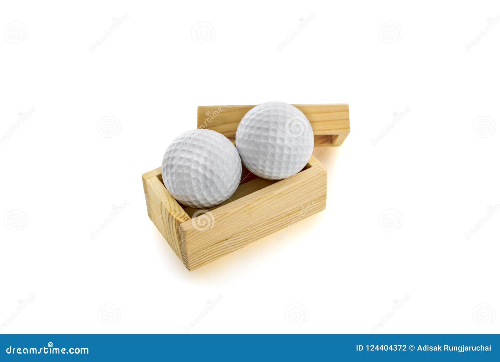 White Golf Ball are Stored in Wooden Boxes on a White Background Stock ...