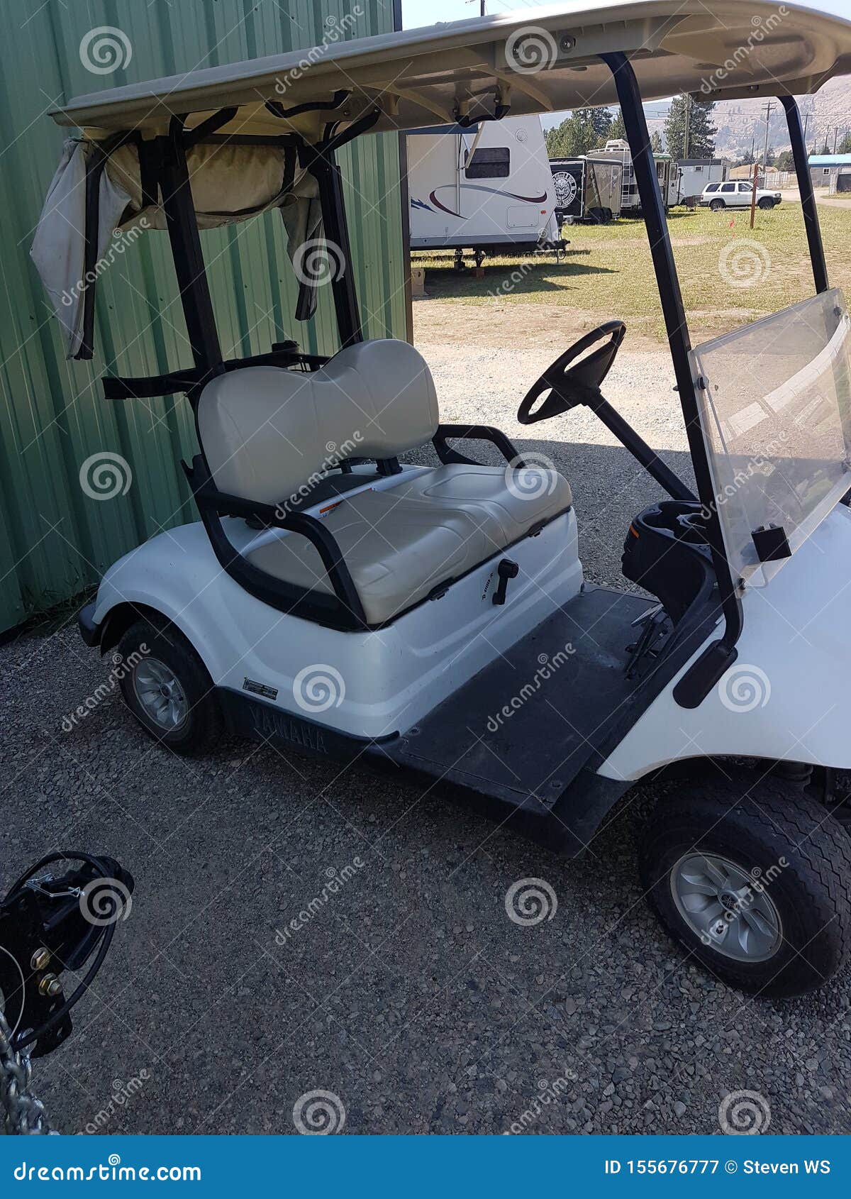 White golf cart at event editorial photography. Image of white - 155676777