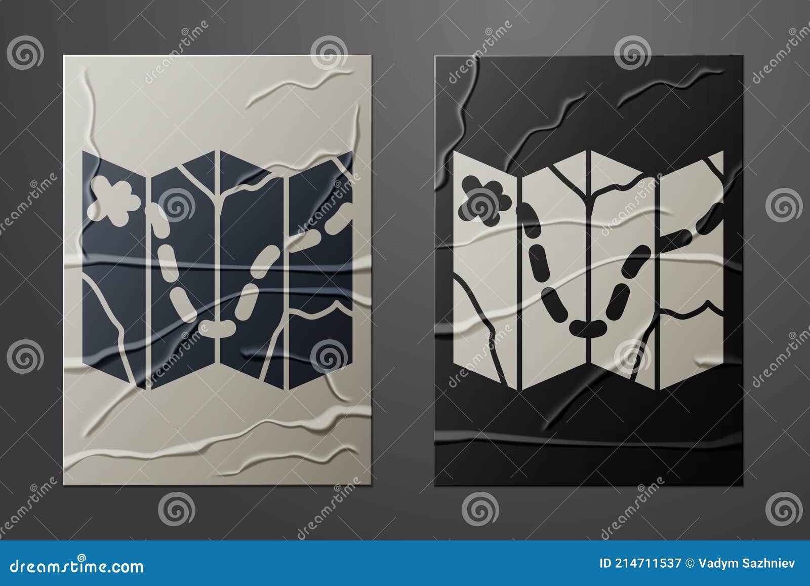 White Golf Course Layout Icon Isolated on Crumpled Paper Background ...