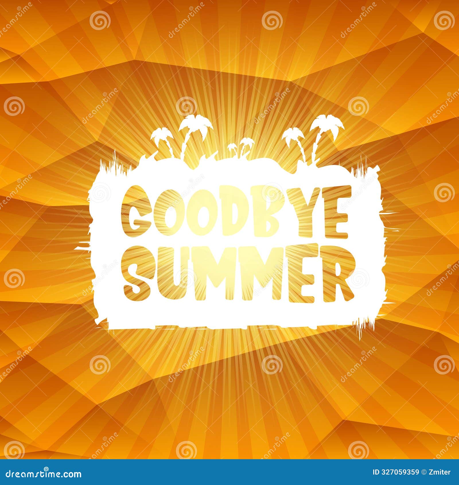 White Goodbye Summer Vector Concept Text Label or Sticker on Orange ...