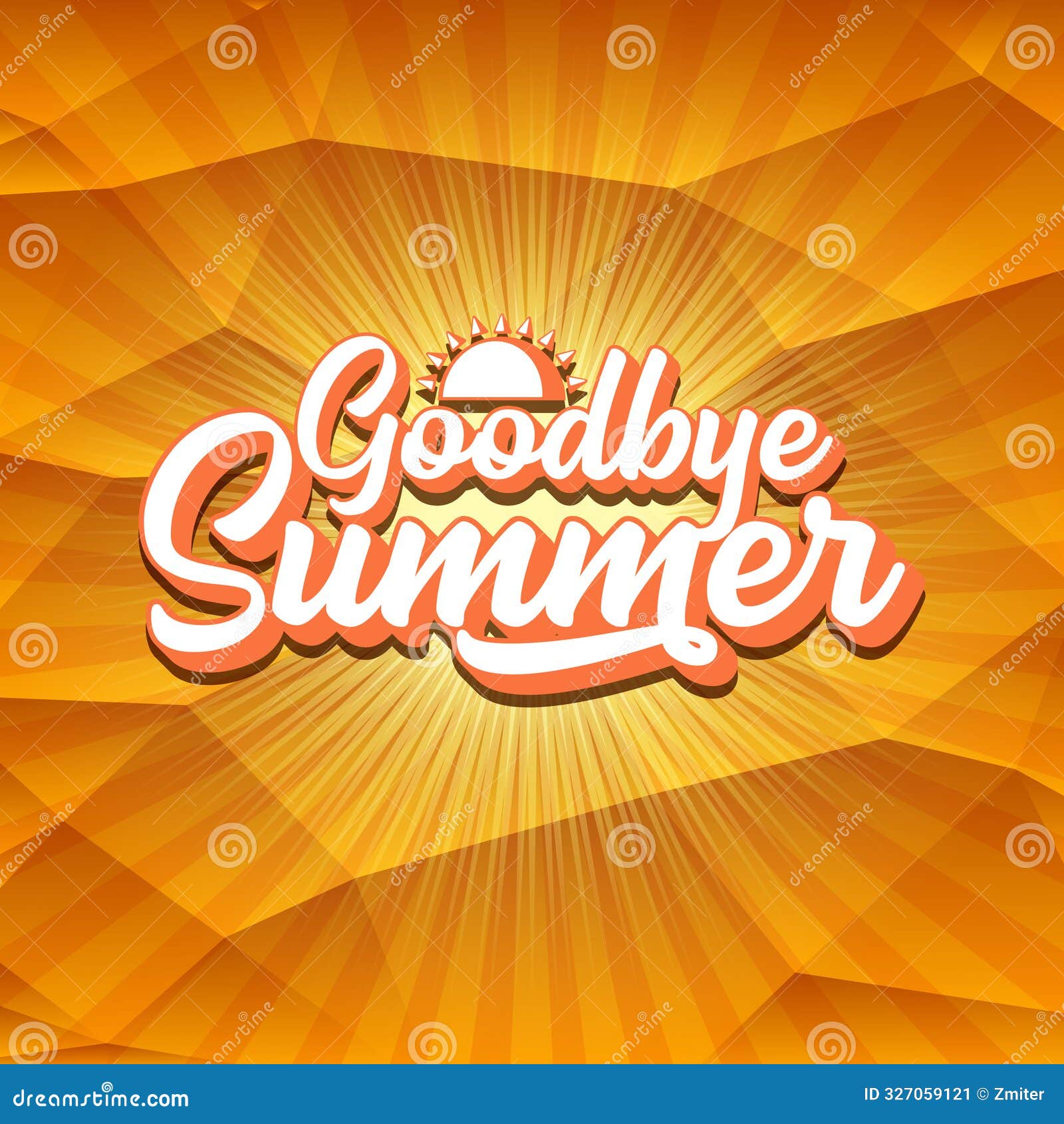 White Goodbye Summer Vector Concept Text Label or Sticker on Orange ...
