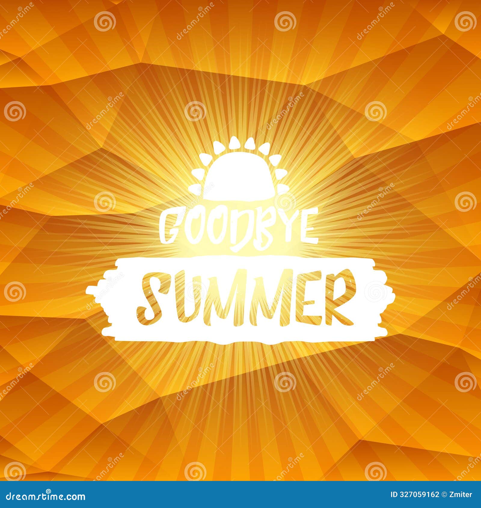 White Goodbye Summer Vector Concept Text Label or Sticker on Orange ...
