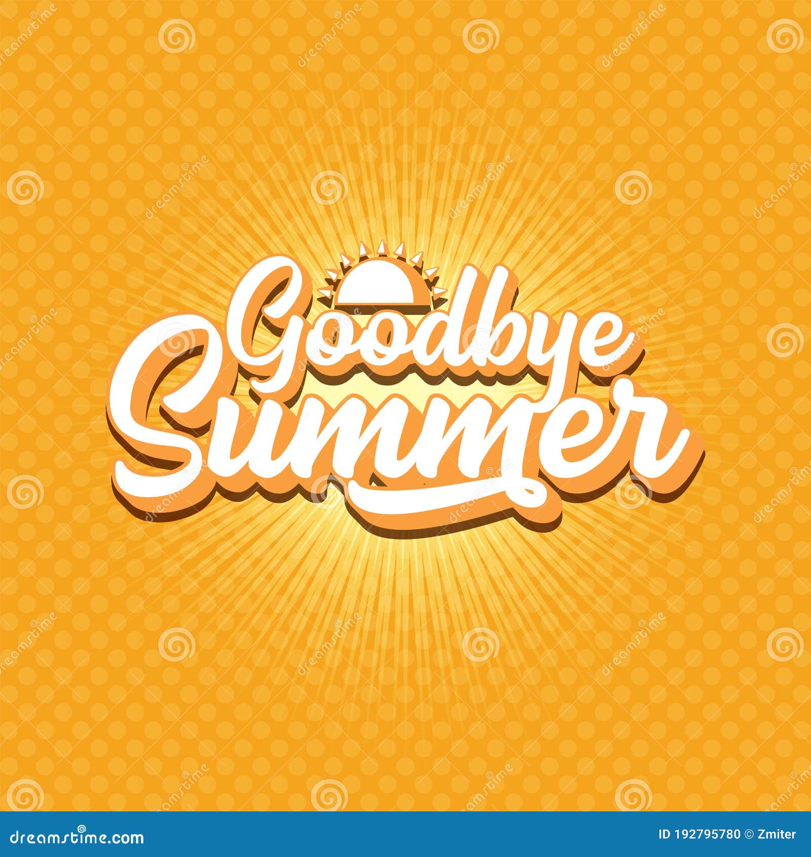 White Goodbye Summer Vector Concept Text Label or Sticker on Orange ...