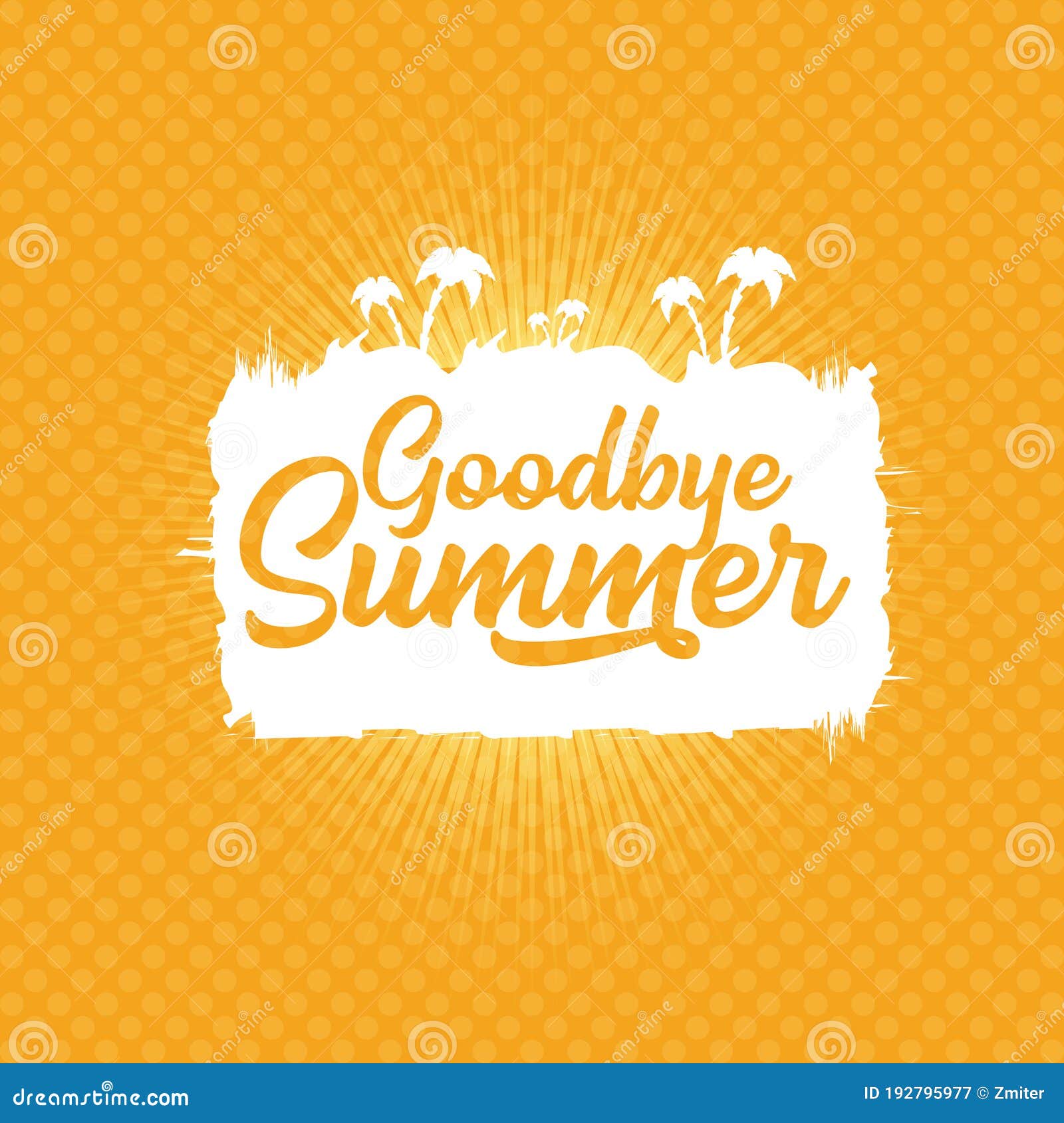 White Goodbye Summer Vector Concept Text Label or Sticker on Orange ...