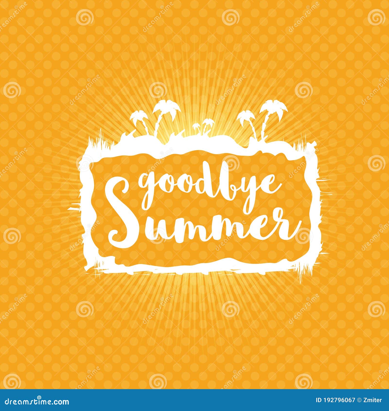 White Goodbye Summer Vector Concept Text Label or Sticker on Orange ...