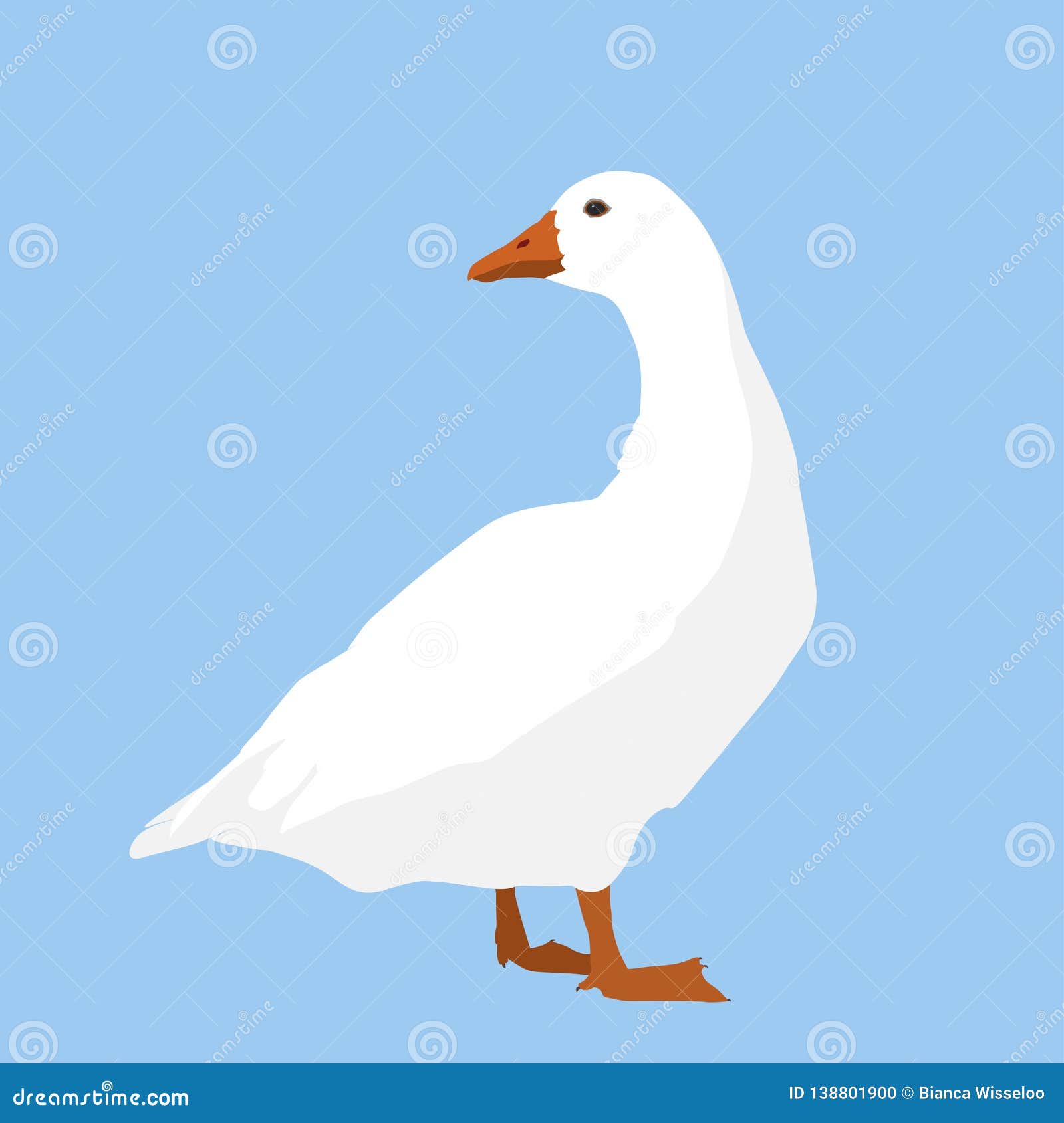 A White Goose with a Blue Background Stock Vector - Illustration of ...