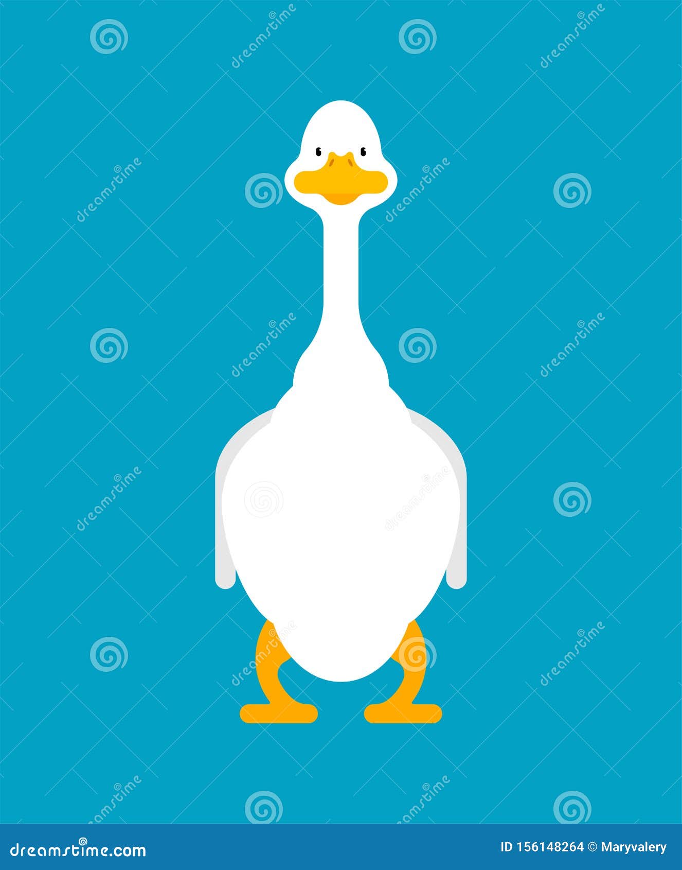 White Goose Front View Isolated. Domestic Waterfowl Stock Vector ...