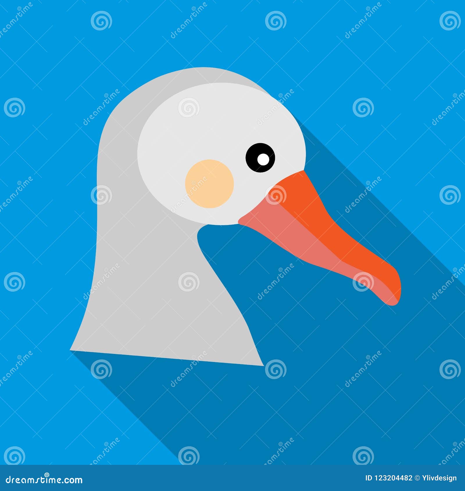 White Goose Icon in Flat Style Stock Illustration - Illustration of ...