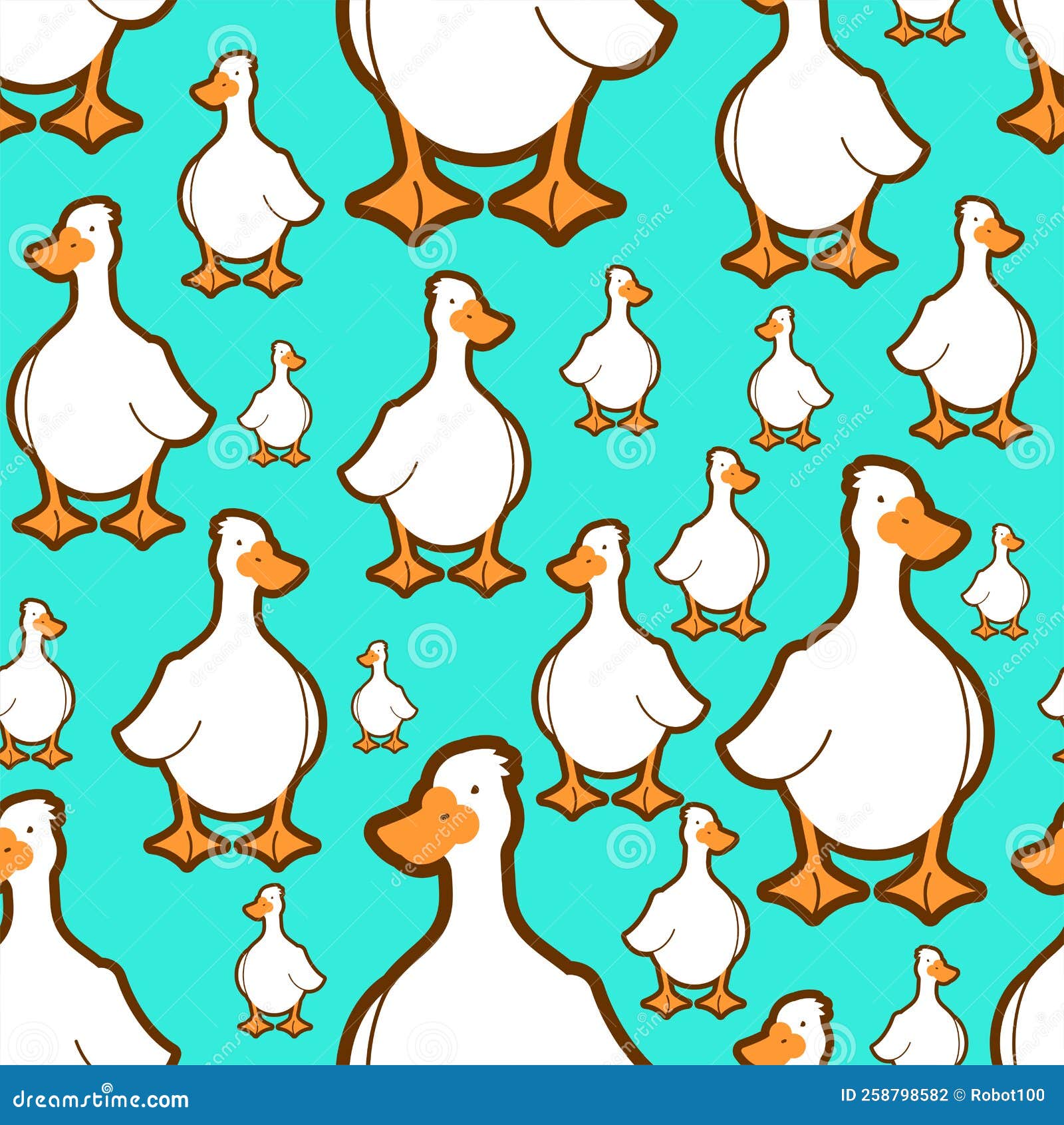 White Goose Pattern Seamless. Waterfowl Background Stock Vector ...