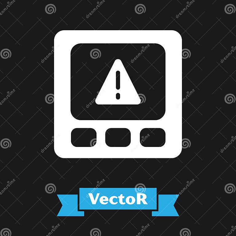 White Gps Device Error Icon Isolated on Black Background. Vector Stock ...