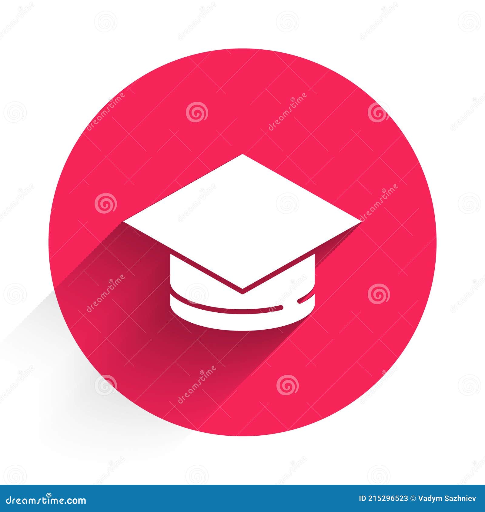White Graduation Cap Icon Isolated with Long Shadow. Graduation Hat ...