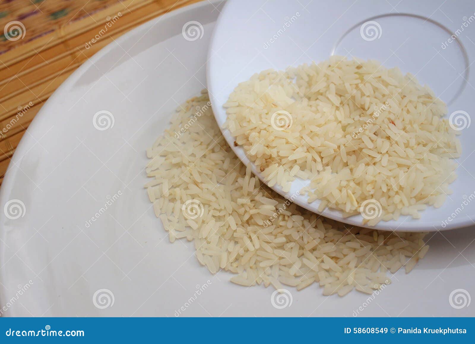 White Grain Rice on a White Plate. Stock Image - Image of food ...