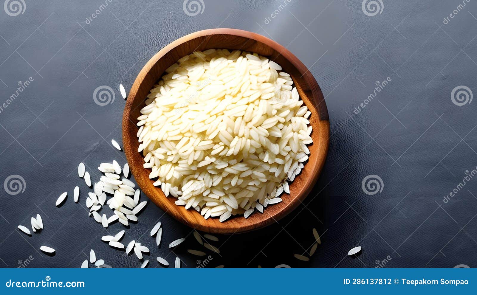 White Grains of Rice Lay on a Solid Blue Table. Stock Illustration ...