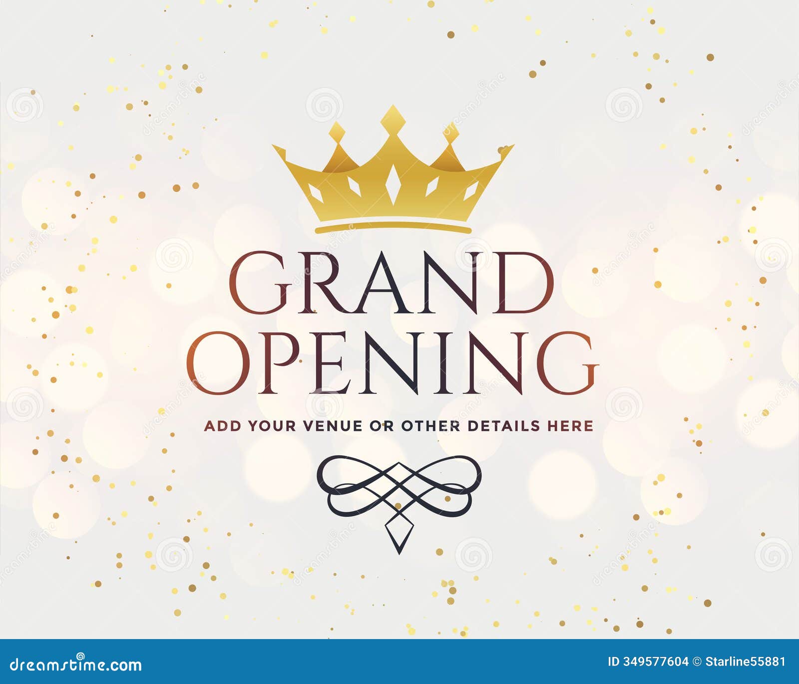 White Grand Opening Banner with Golden Crown Stock Vector ...