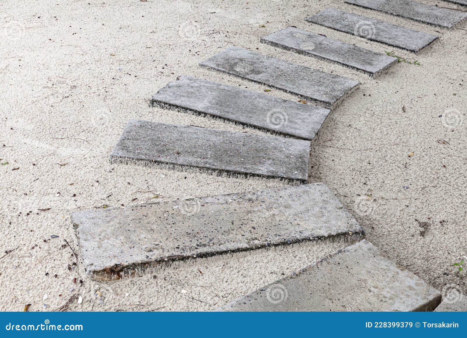 Granite Walkway Slabs Patterned on the Sandy Beach Stock Image - Image ...