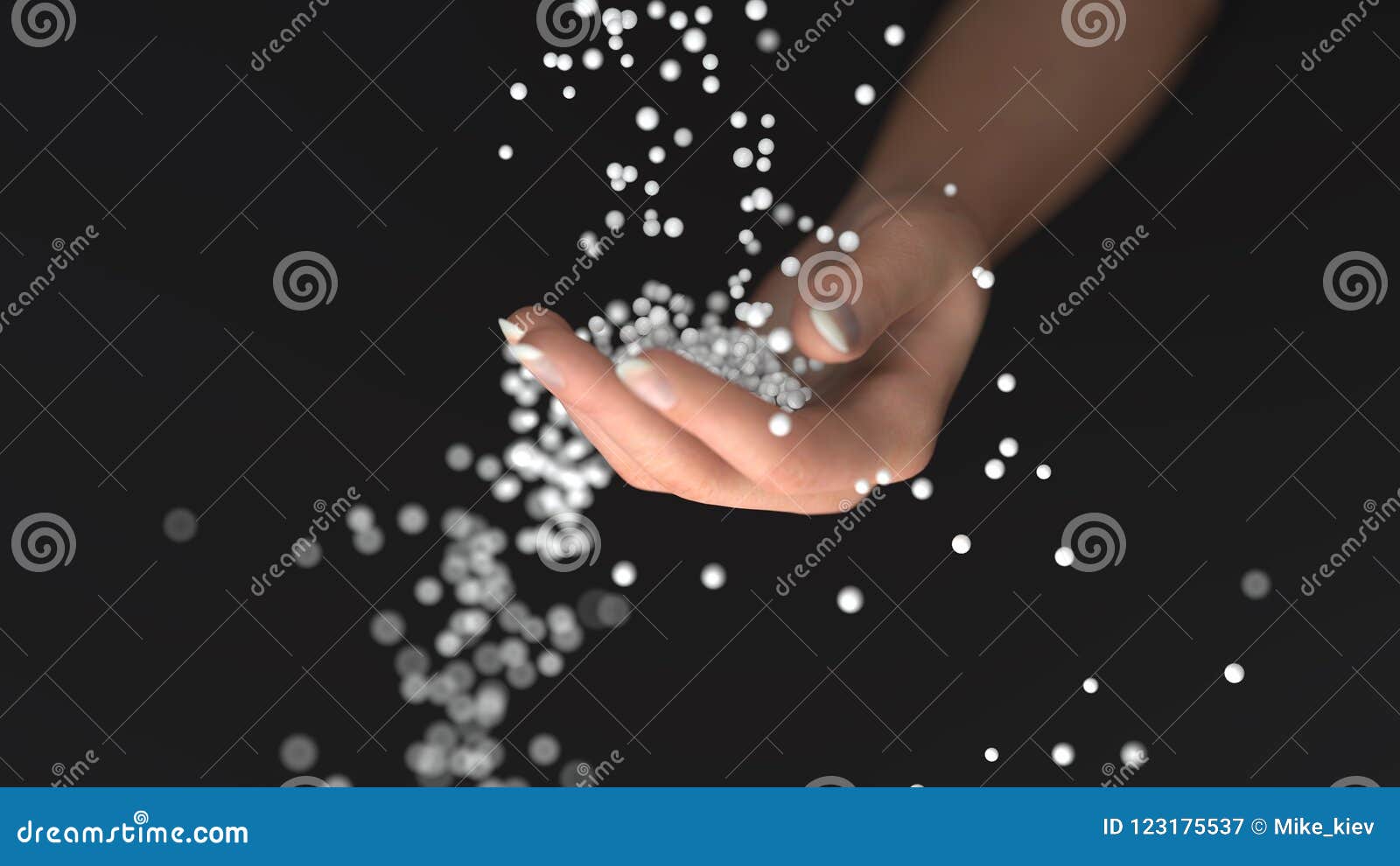 White Granules Fall into the Hand Stock Illustration - Illustration of ...