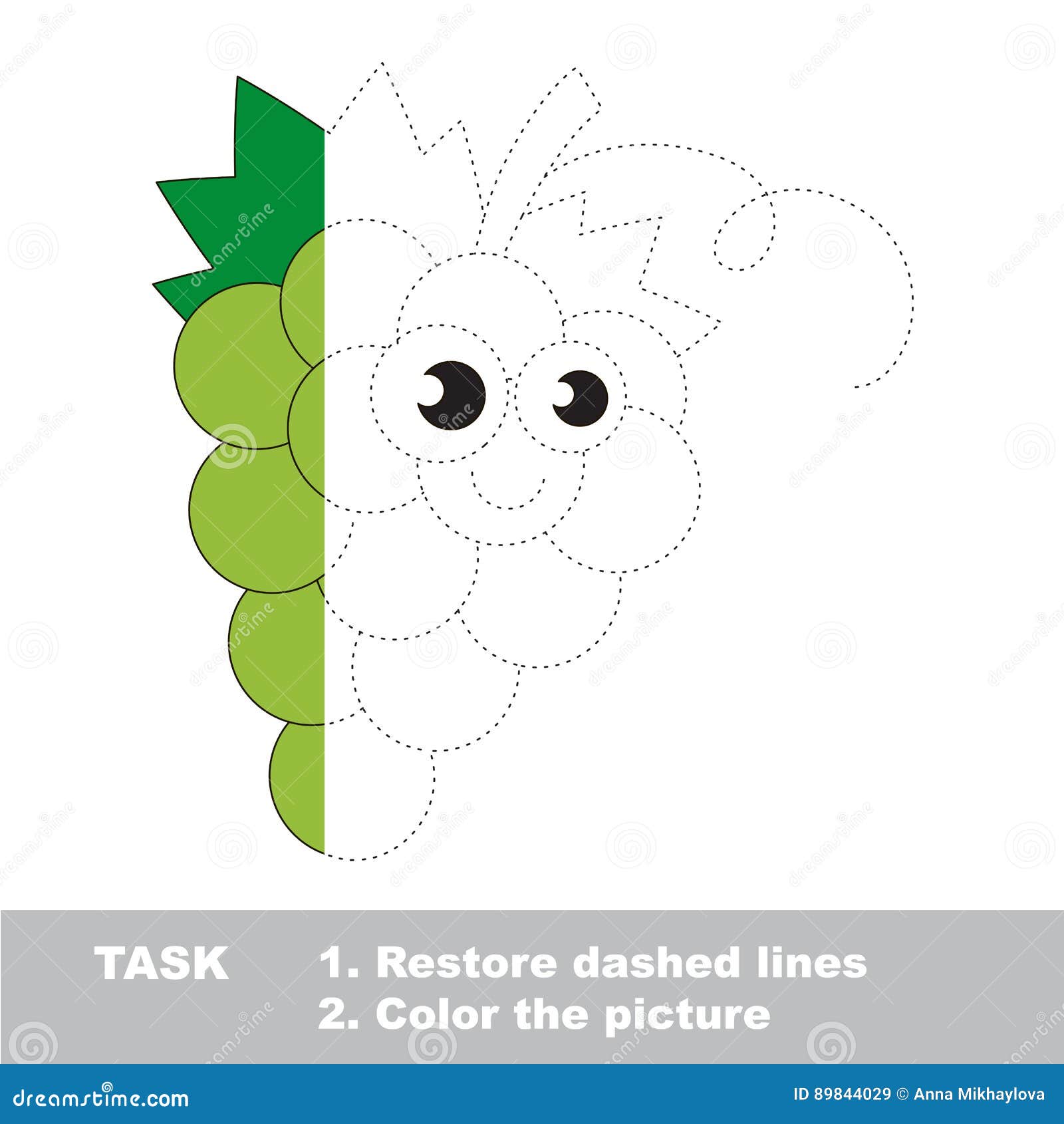 White Grapes To Be Colored. Vector Trace Game. Stock Vector ...