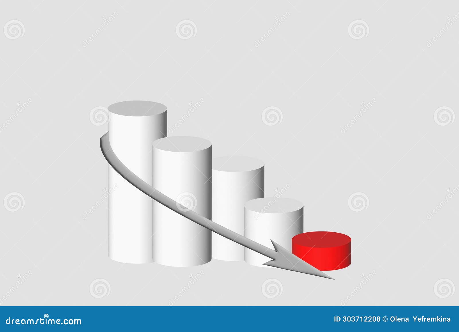 A White Graph of Falling from Tubes with a Down Arrow. Stock ...