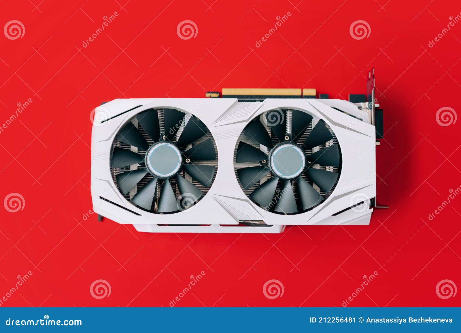 White Graphics Card with Two Black Fans is Located in the Middle of Red ...