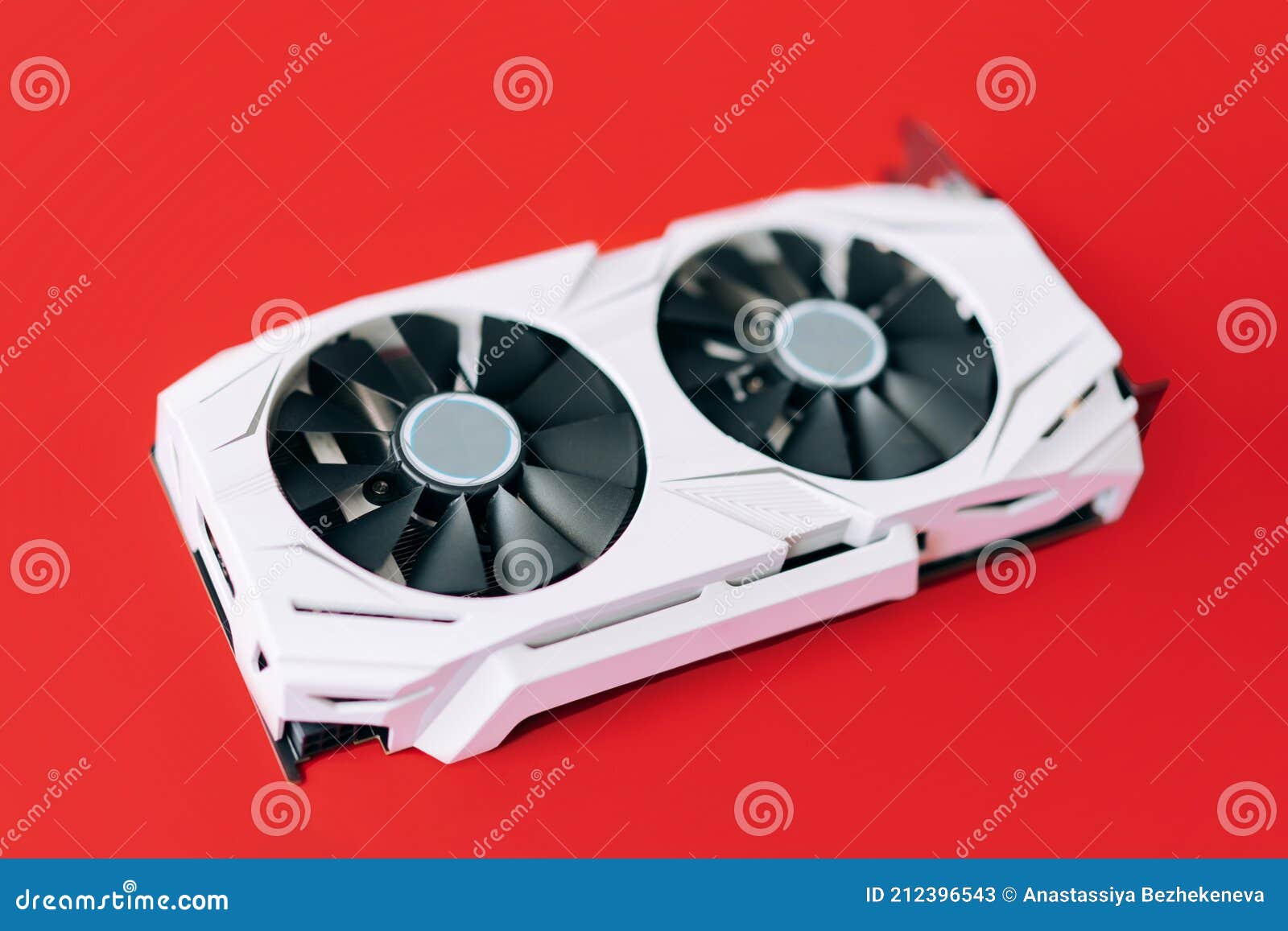 White Graphics Card with Two Black Fans is Located in the Middle of Red ...