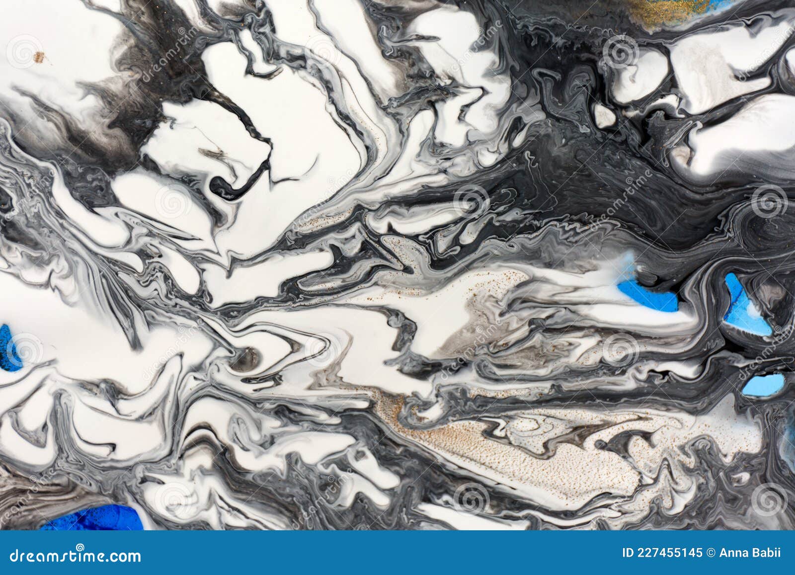 White, Gray and Black Ripple Pattern on Blue Background. Marble ...