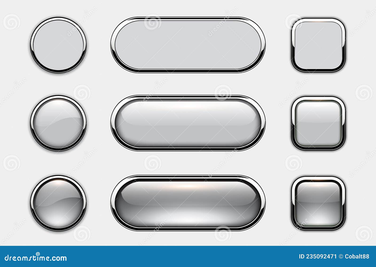 White Gray Buttons for User Interface Stock Vector - Illustration of ...