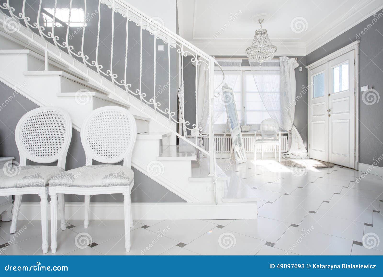 White and gray design stock image. Image of apartment - 49097693