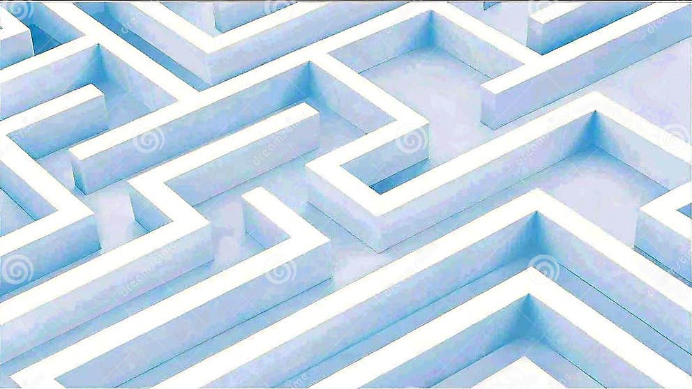 White-Gray Maze: Parallel Camera View Stock Illustration - Illustration ...