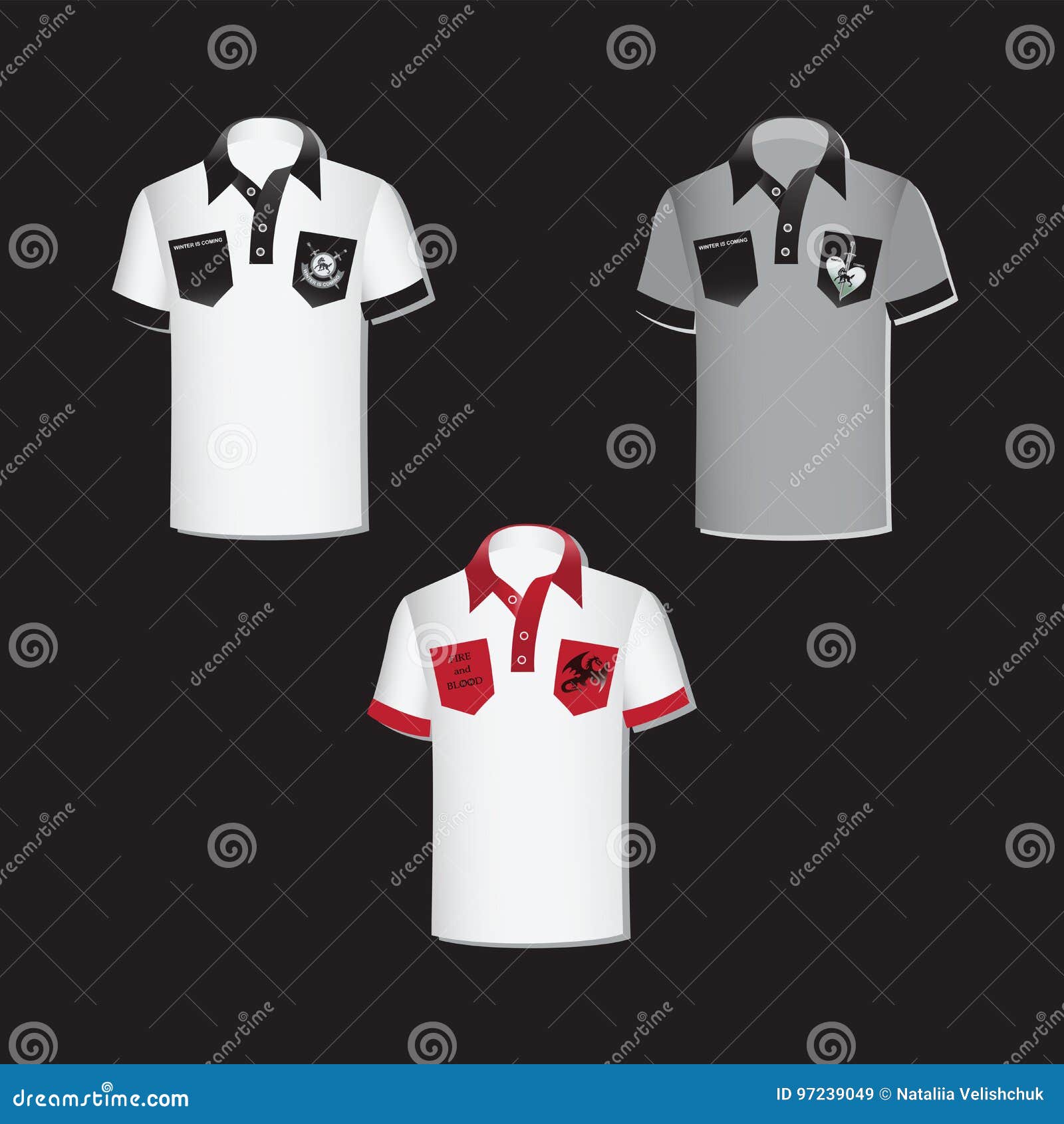 White and Gray Men`s Shirts with Emblems. Stock Vector - Illustration ...