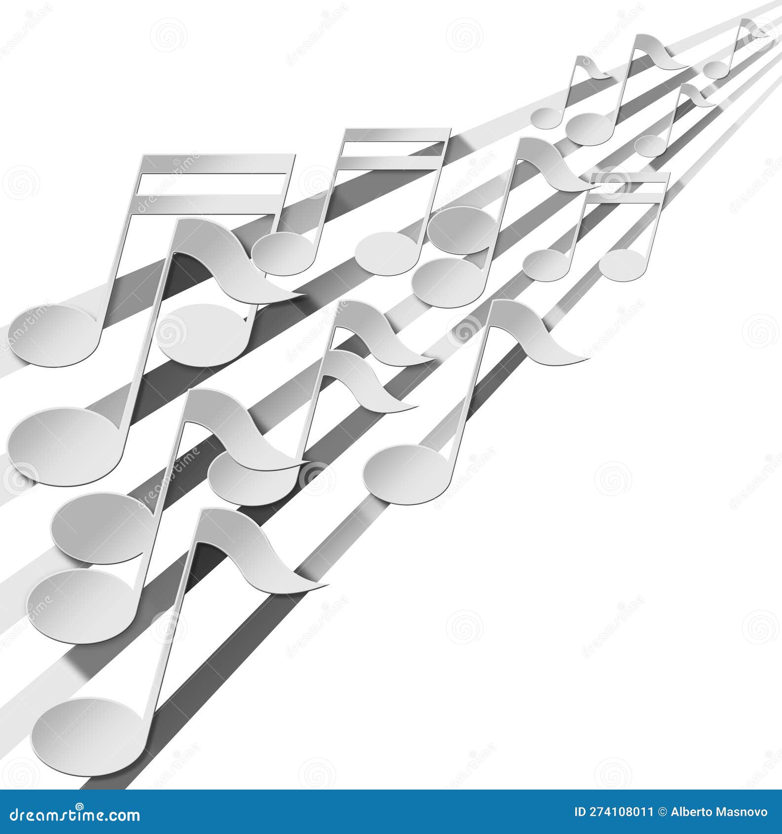 White and Gray Musical Notes Isolated on White Background Stock ...