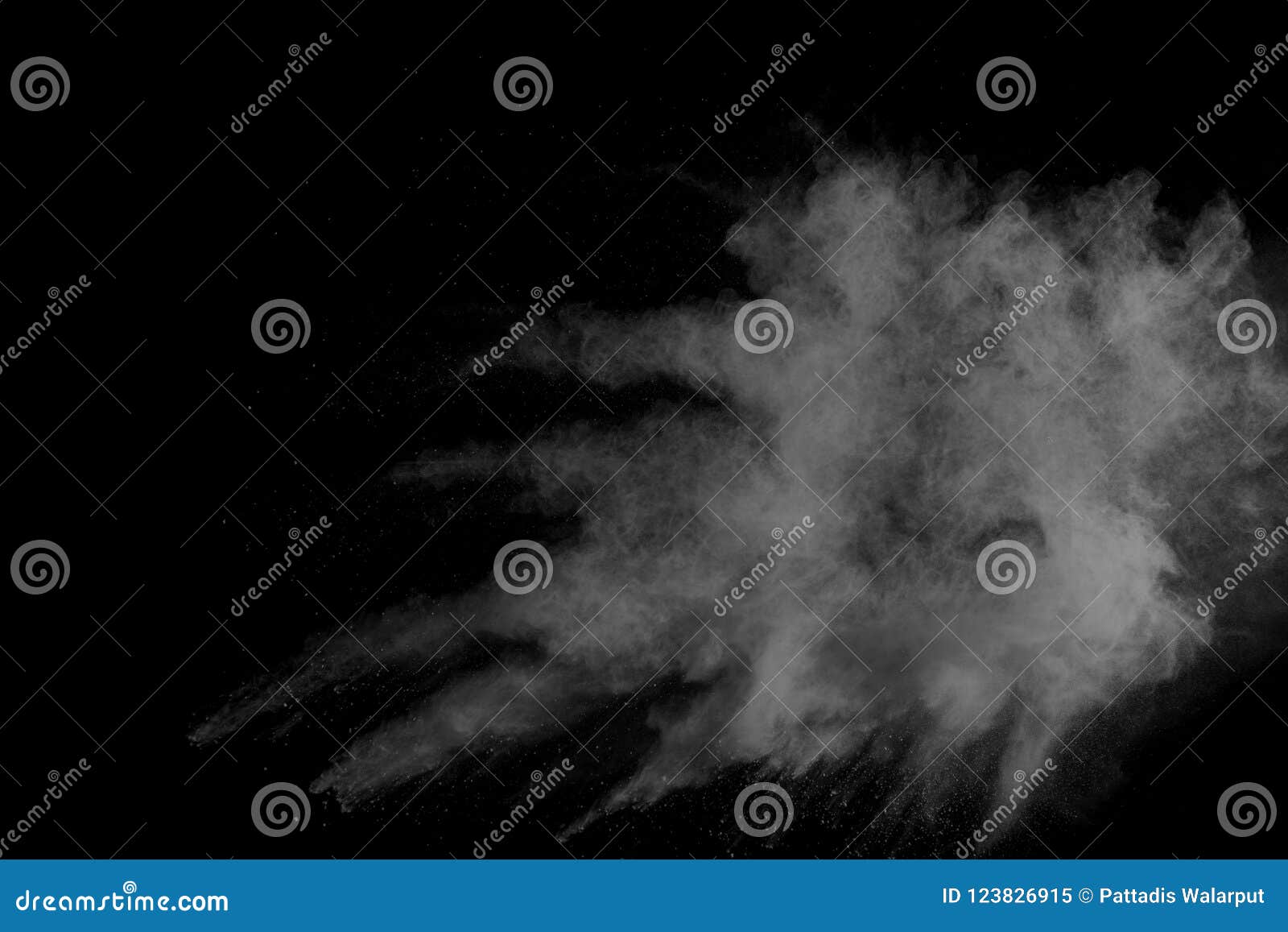 White Gray Powder Explosion on Black Background. Stock Image - Image of ...