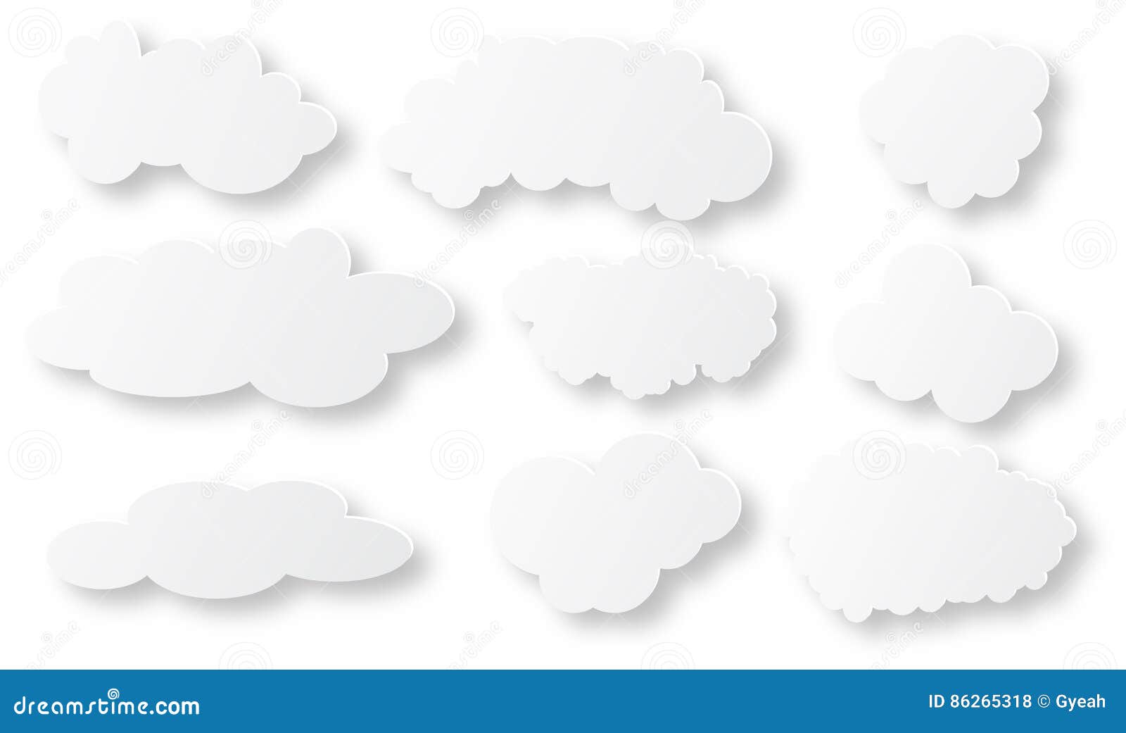 Clouds Puffy Collection Cartoon Vector | CartoonDealer.com #97637533