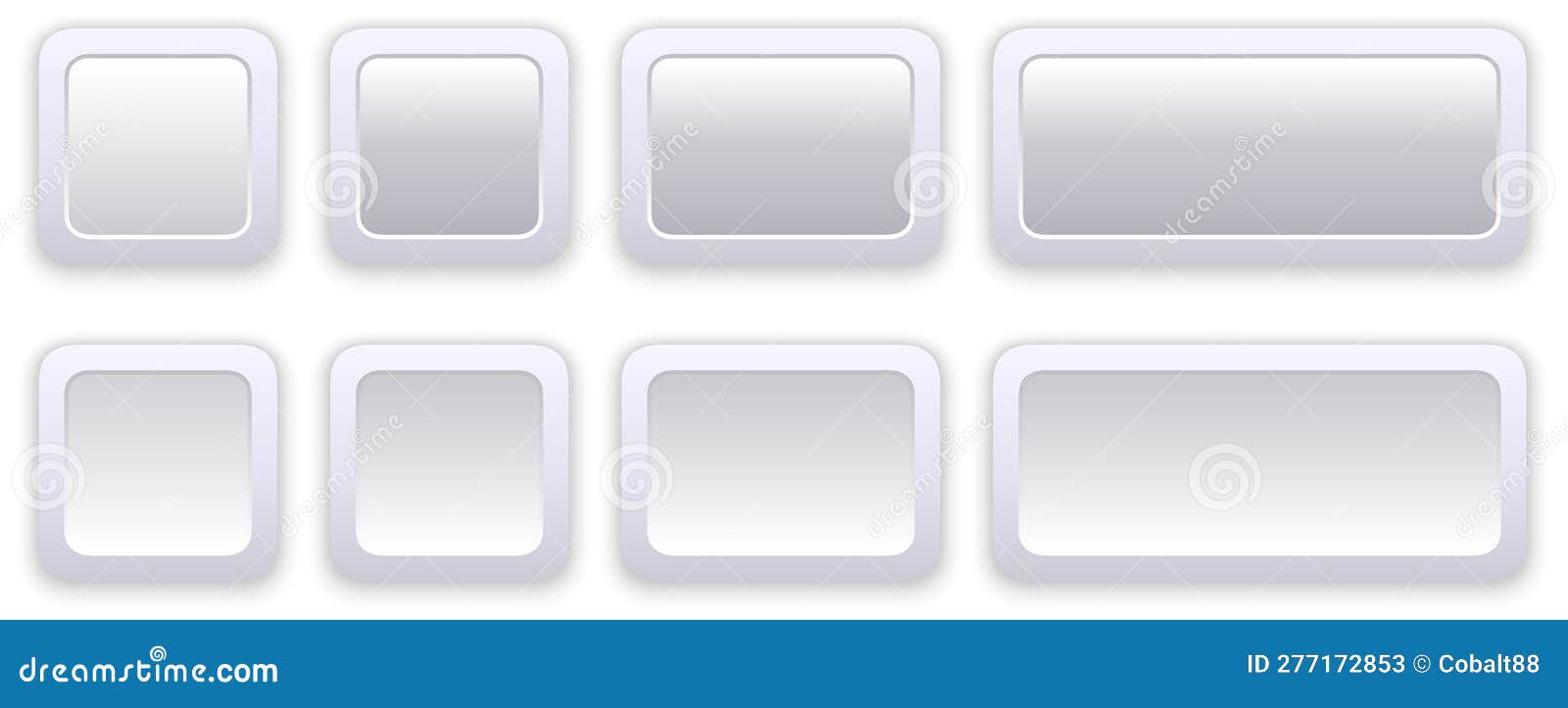 White and Gray Rectangular Buttons with Rounded Edges Set Stock Vector ...