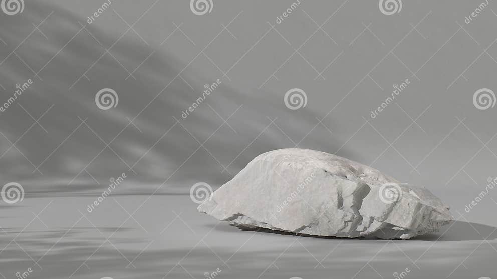White-gray Rocks on a Smooth Surface with Shadows of Trees in the ...