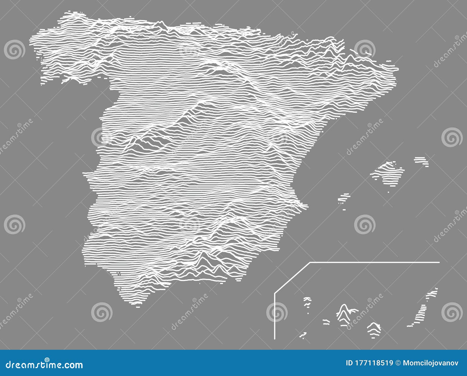 Relief Map of Spain stock vector. Illustration of county - 177118519
