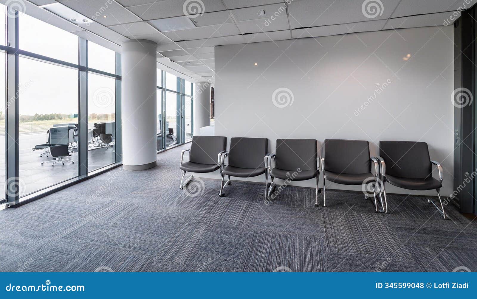 White and Gray Waiting Room Corner in Open Space Office Stock ...