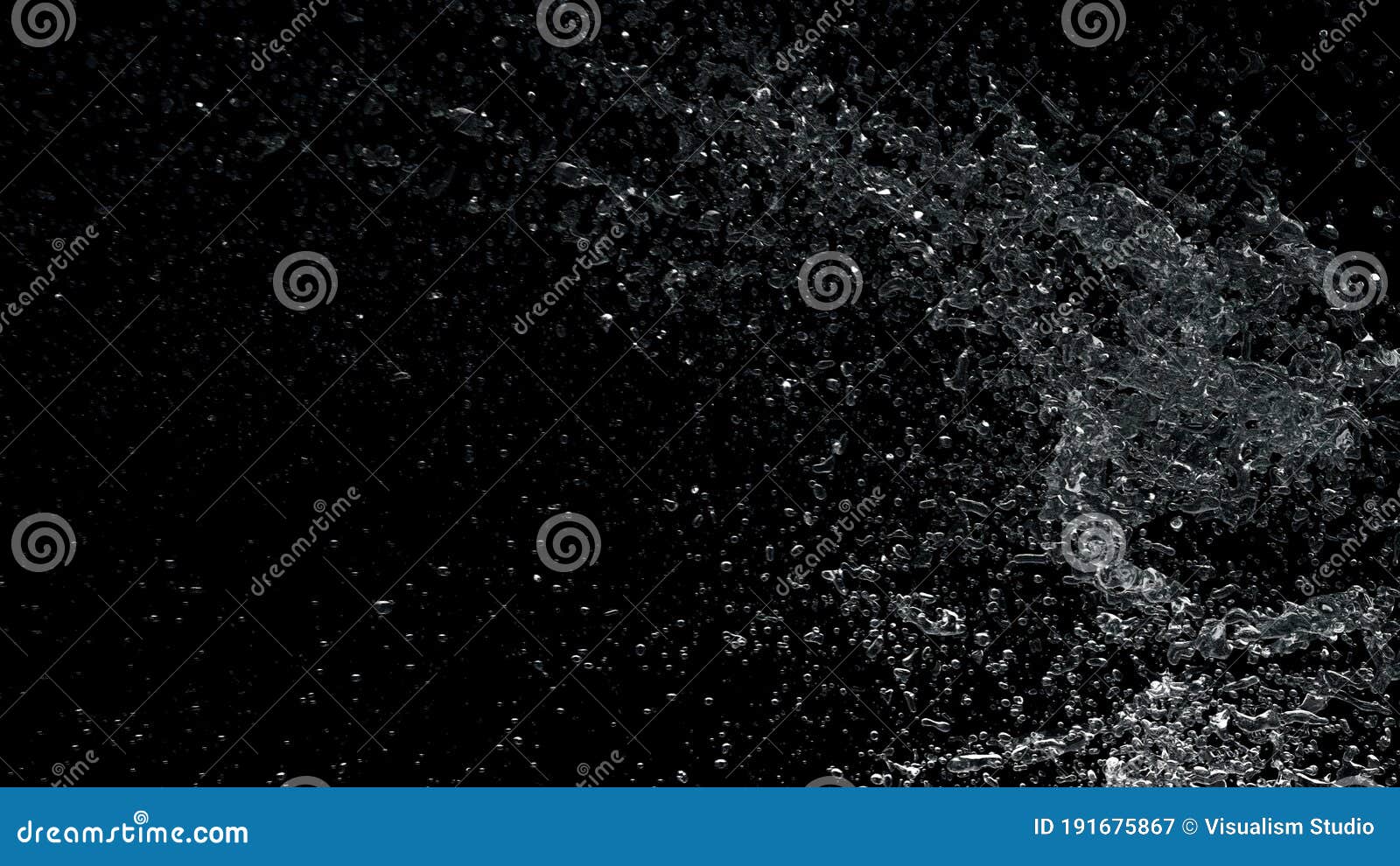 White and Gray Water Overlay Splash on Liquid Surface Isolated on Black ...
