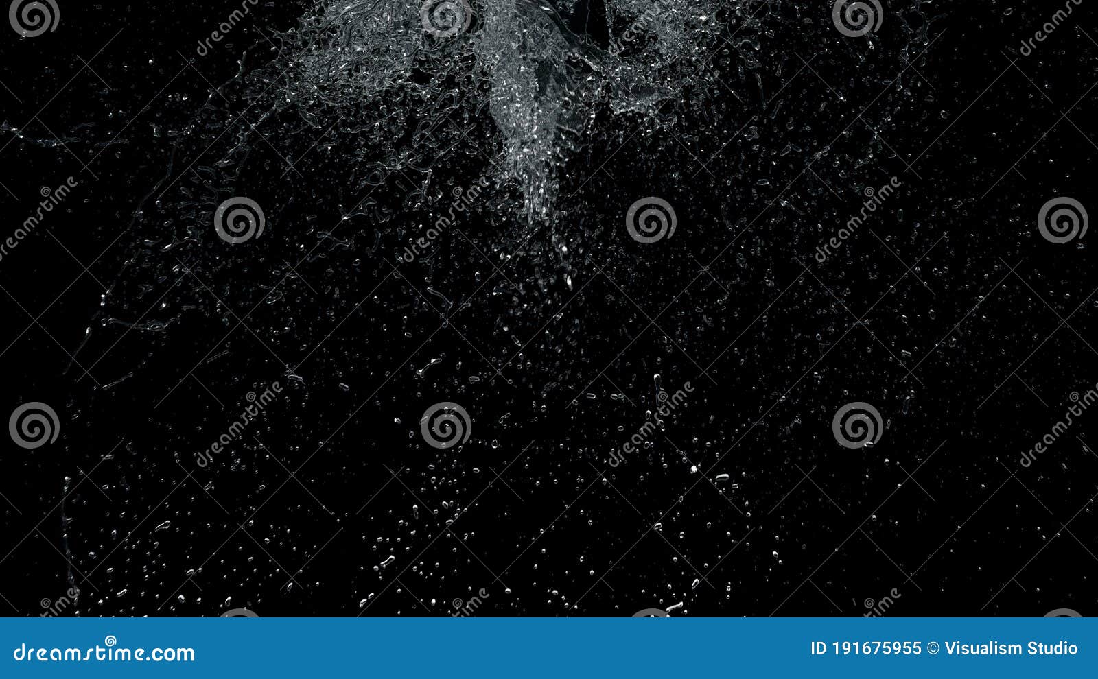 White and Gray Water Overlay Splash on Liquid Surface Isolated on Black ...