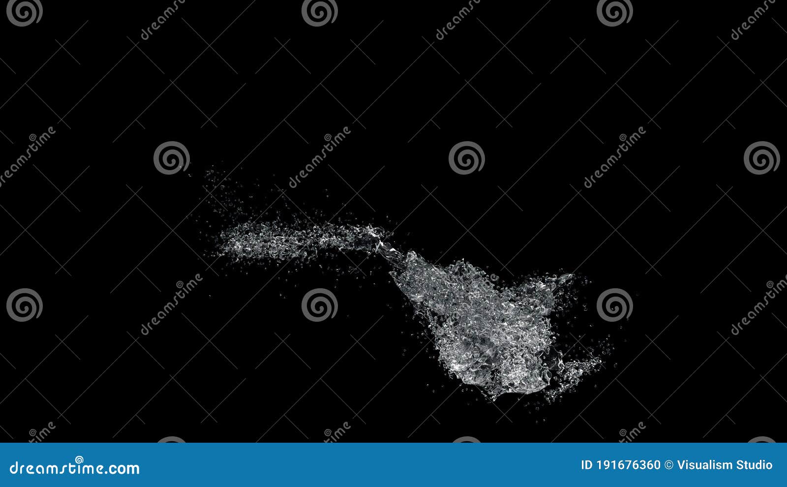 White and Gray Water Overlay Splash on Liquid Surface Isolated on Black ...