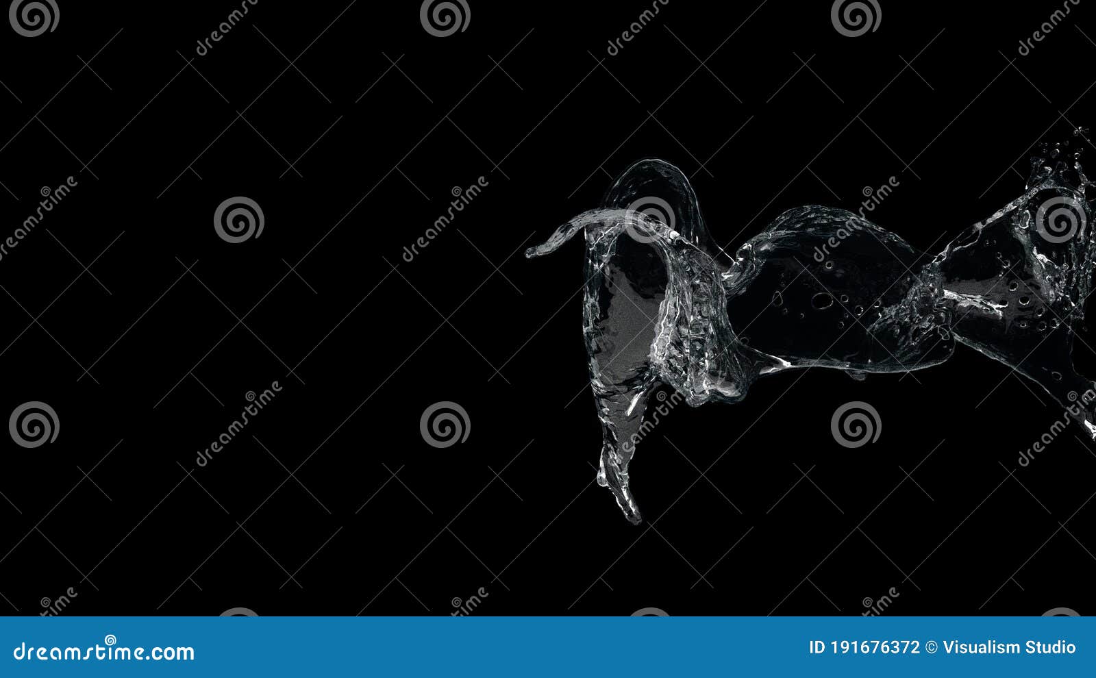 White and Gray Water Overlay Splash on Liquid Surface Isolated on Black ...