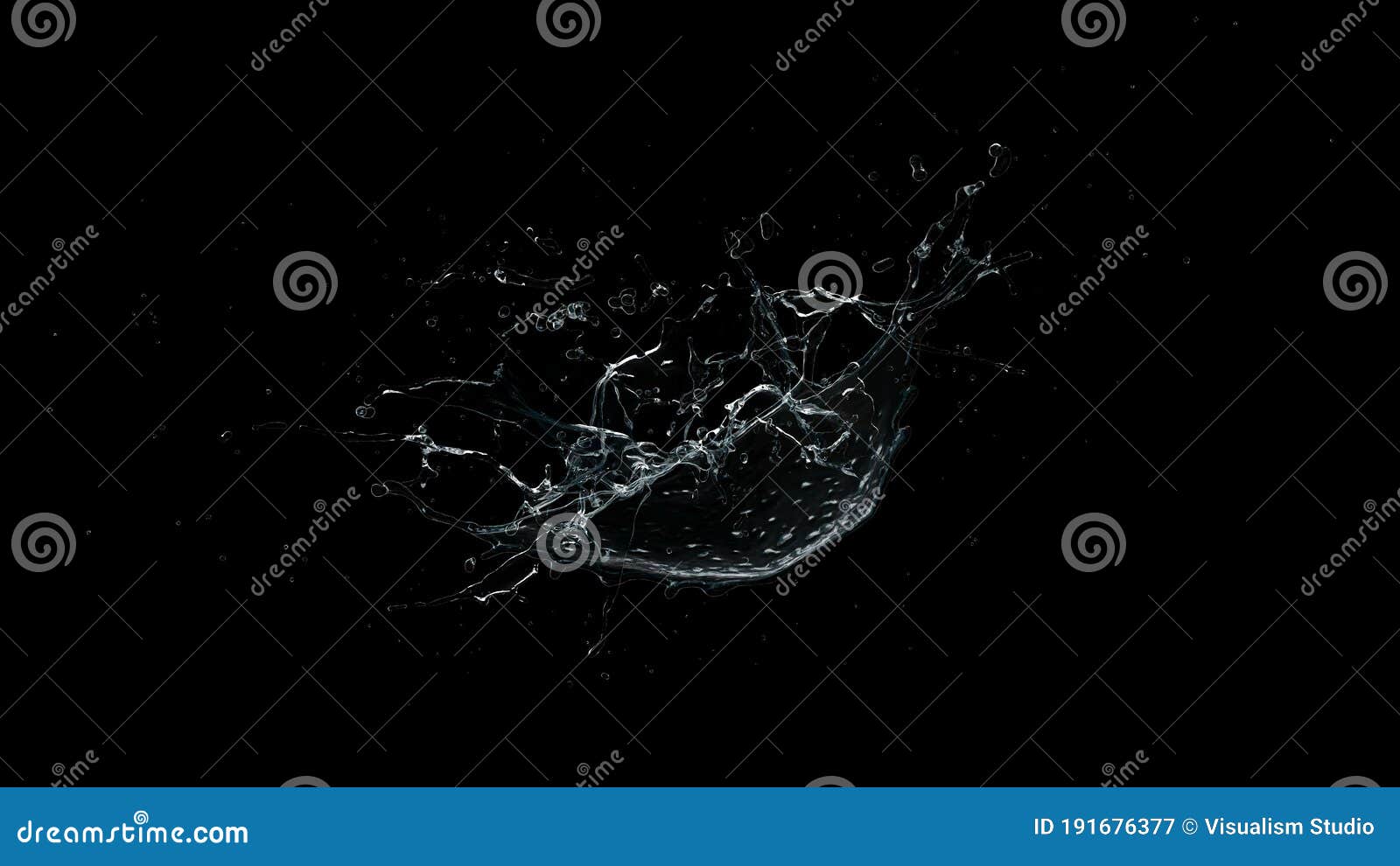 White and Gray Water Overlay Splash on Liquid Surface Isolated on Black ...