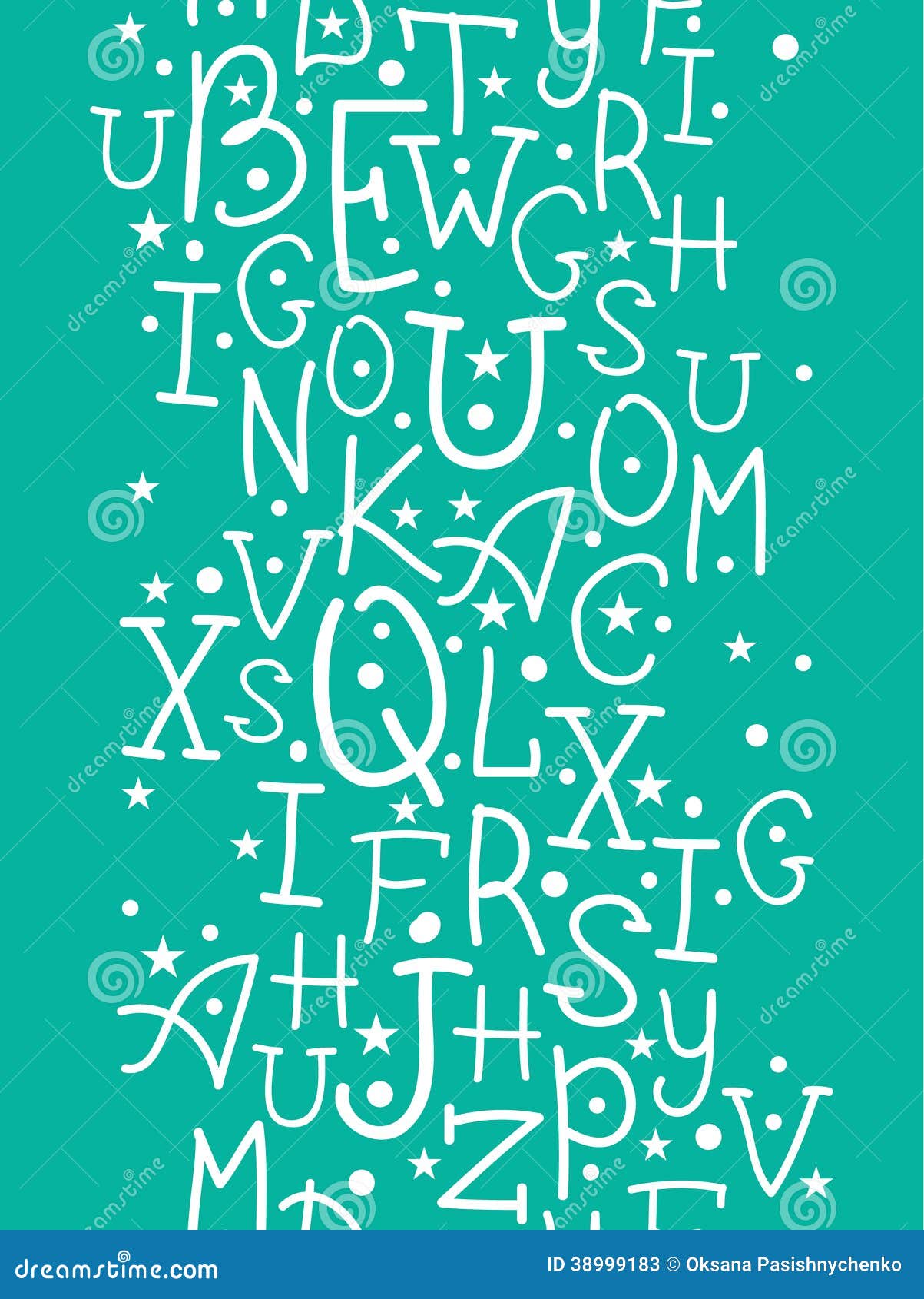 White on Green Alphabet Letters Vertical Seamless Pattern Background ...