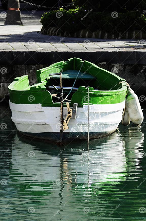 White and green boat stock photo. Image of fisherman - 13553832