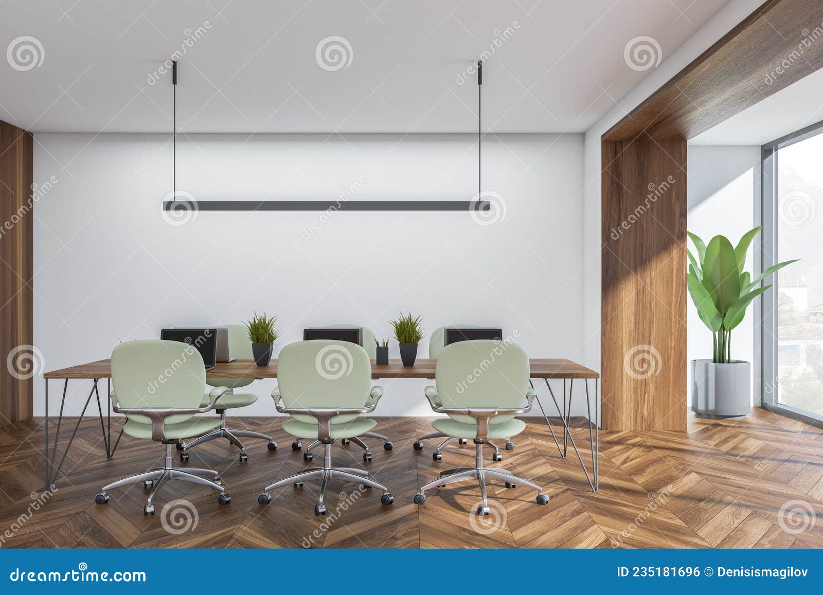 White and Green Collaborative Space Stock Illustration - Illustration ...